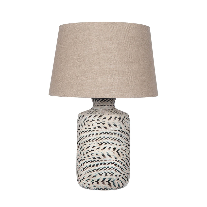 Textured Natural and Black Stoneware Table Lamp | Lighting | Rūma