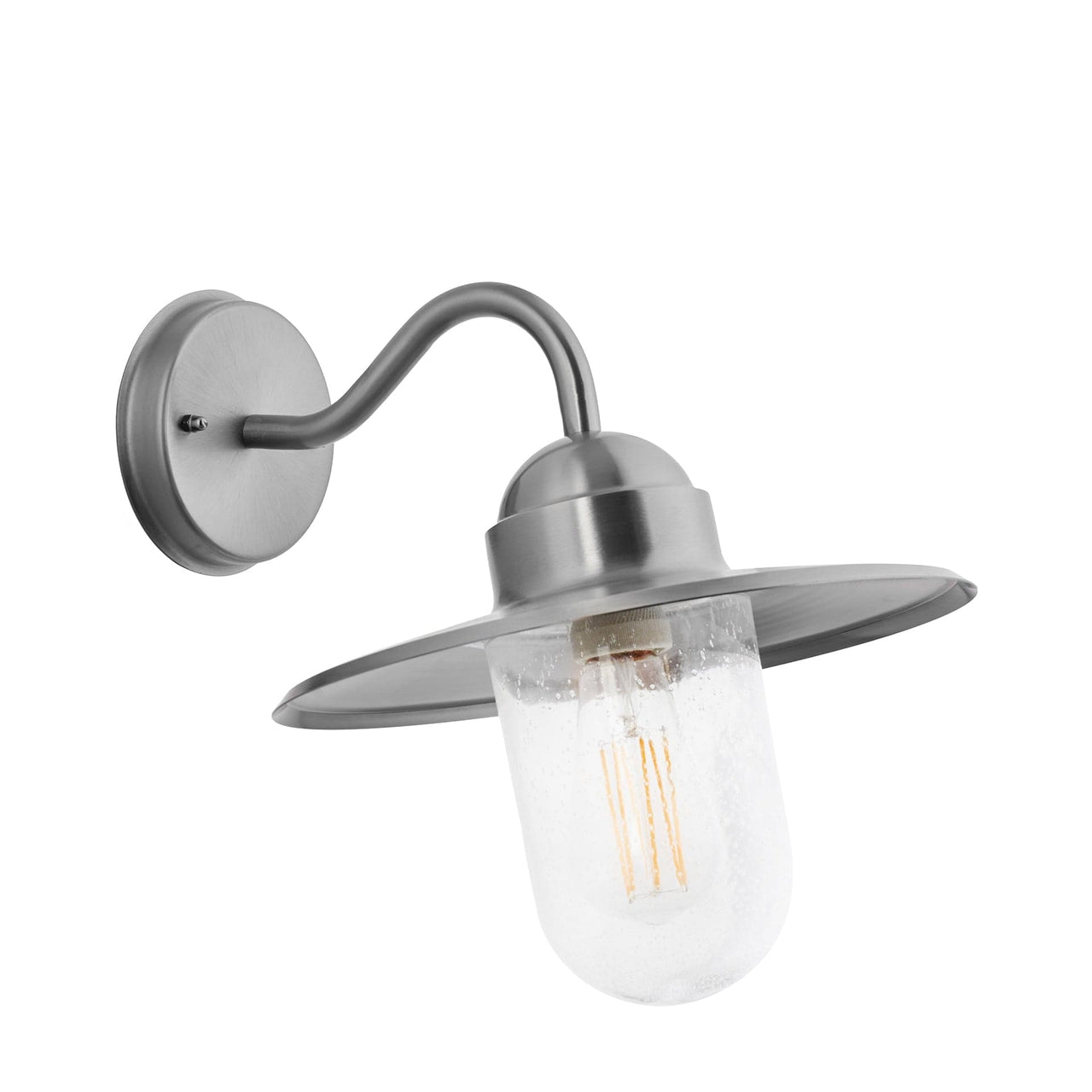 Brushed Steel Metal and Glass Fisherman Wall Light | Lighting | Ruma
