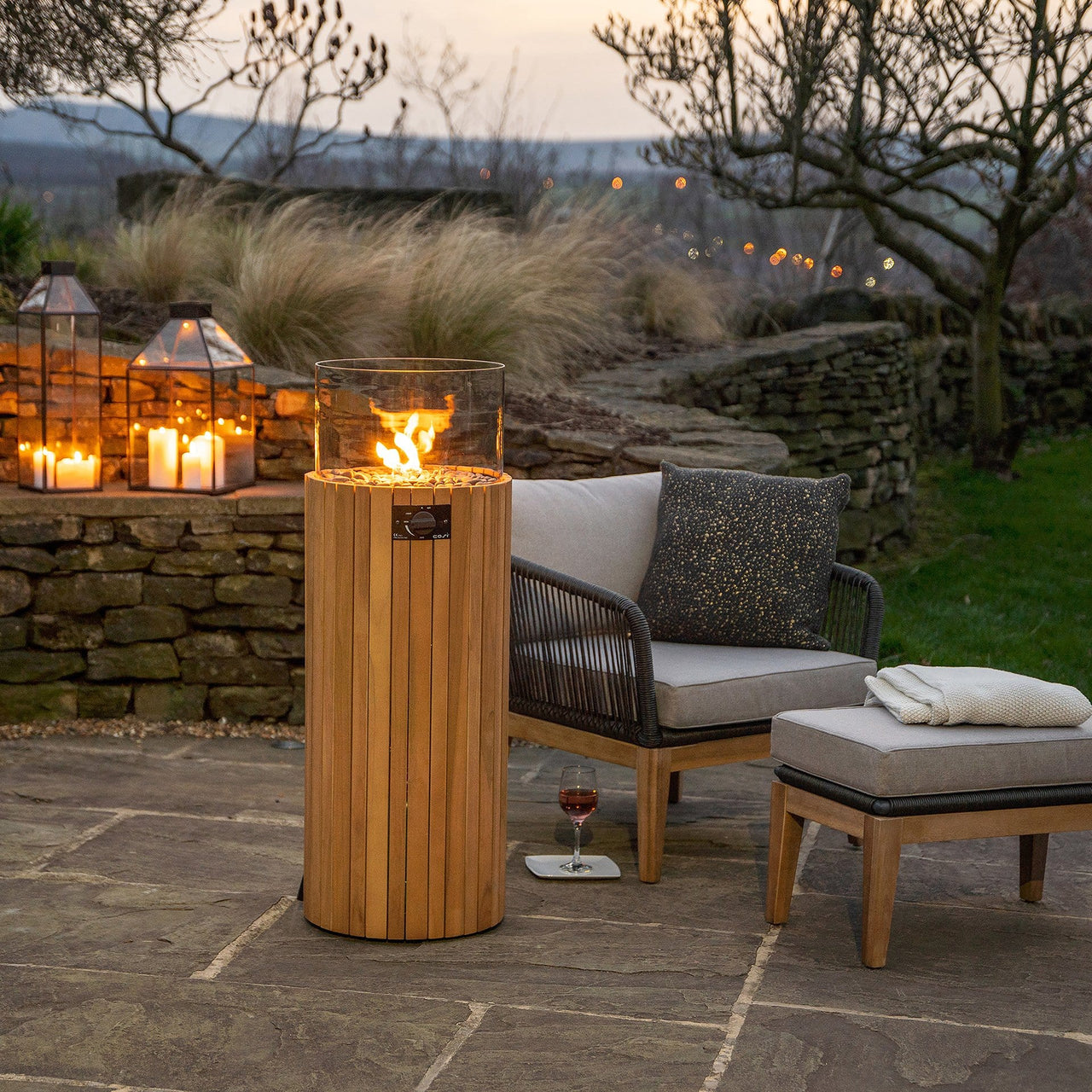 Cosiscoop Pillar Lantern Teak Pillar Fire Lantern | Outdoor | Ruma